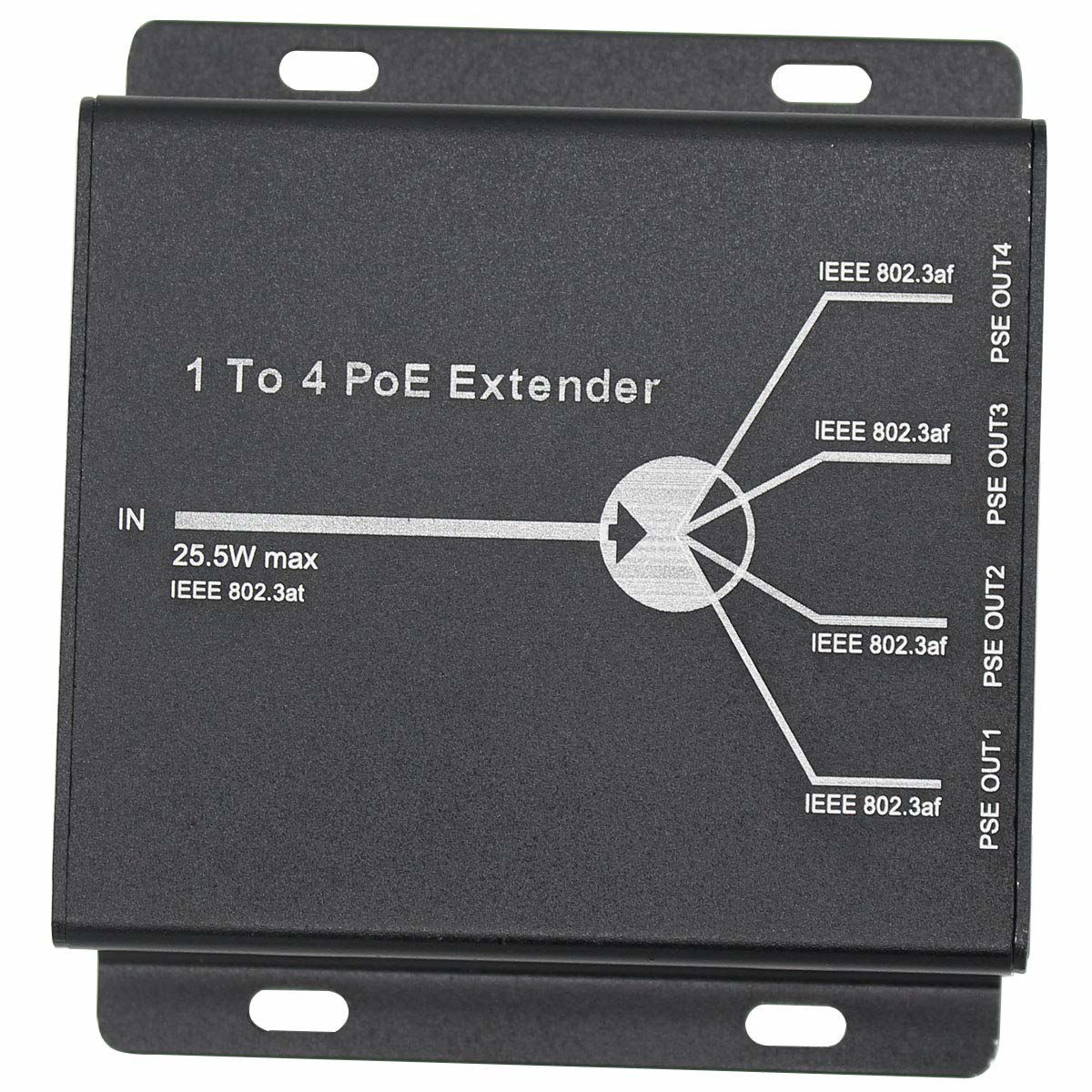 GetUSCart- POE Extender RJ45 4-Port 10/100M IEEE802.3at (Power-in) to IEEE802.3af (Power-Out ...