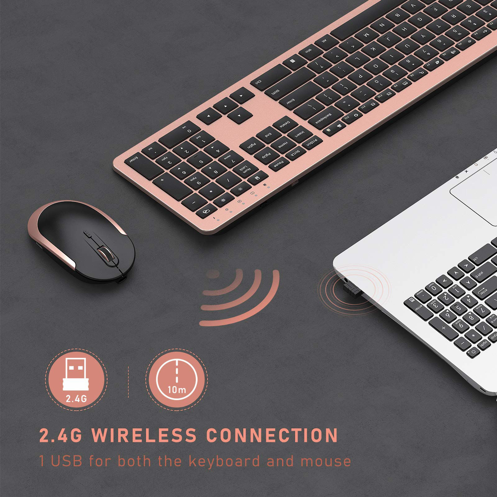 GetUSCart- seenda Rechargeable Wireless Keyboard Mouse Combo Full Size ...