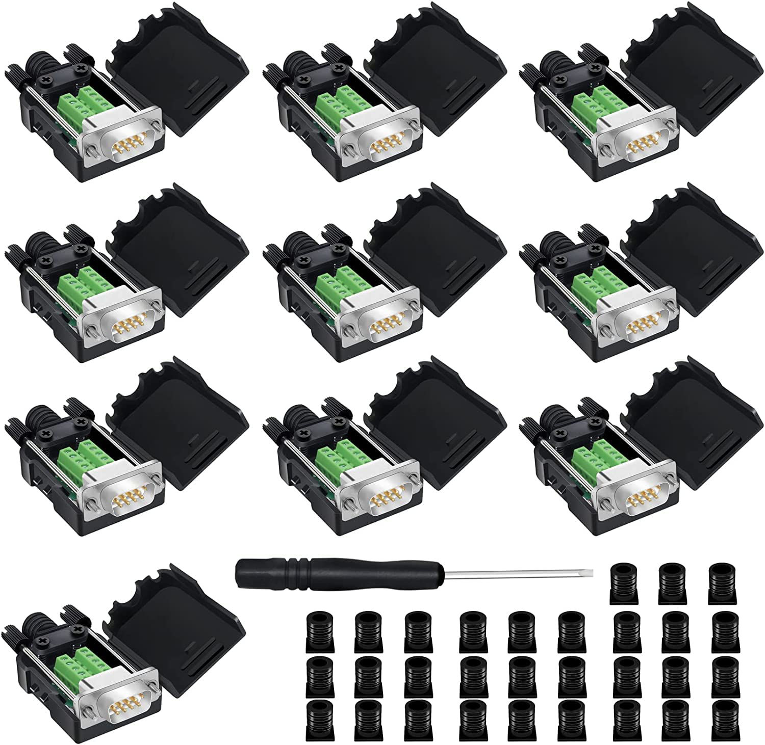 GetUSCart- YIOVVOM DB9 Breakout Connector to Wiring Terminal RS232 D-SUB Male Serial Adapters ...