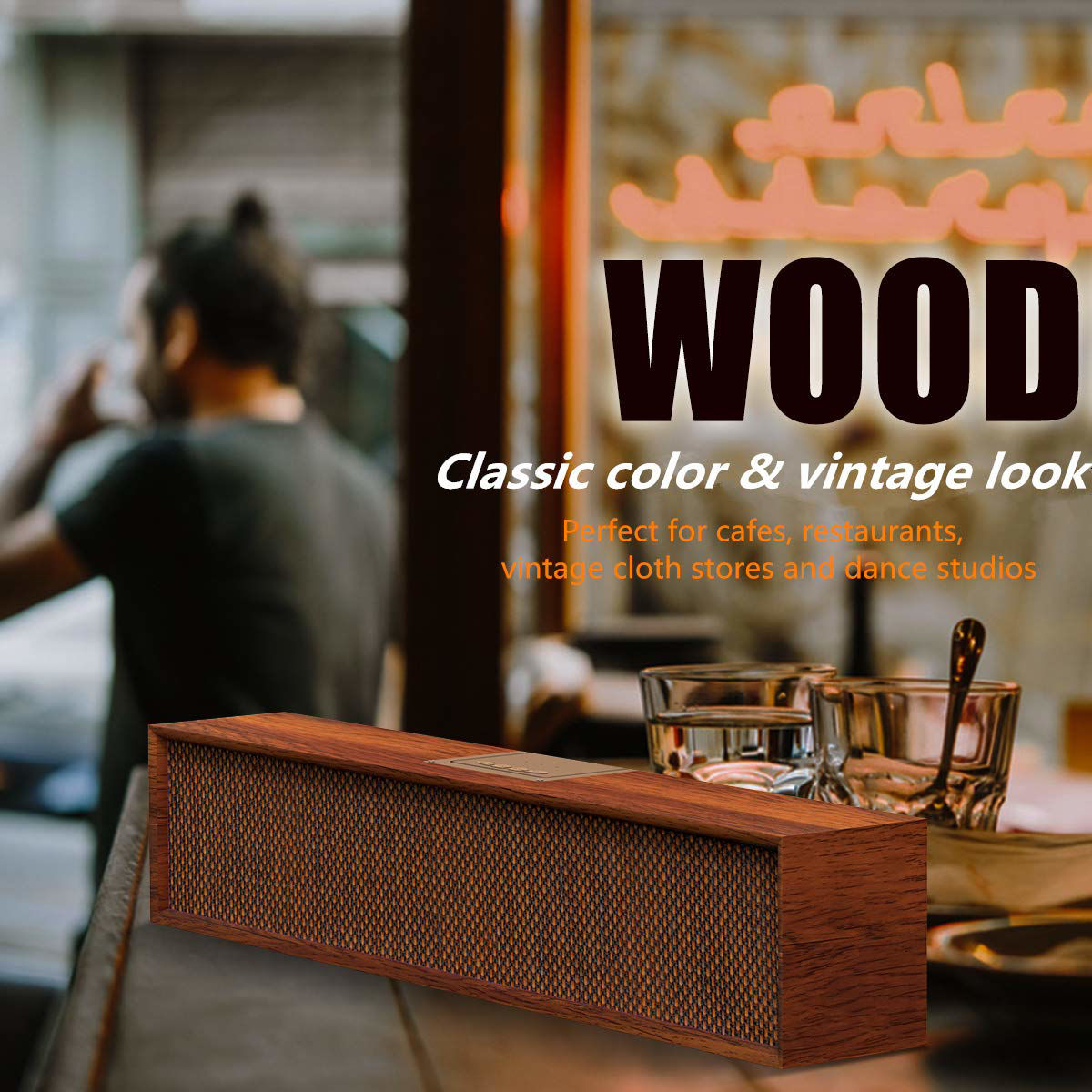 GetUSCart- Computer Speakers, Wood Wireless Sound Bar Speaker for ...