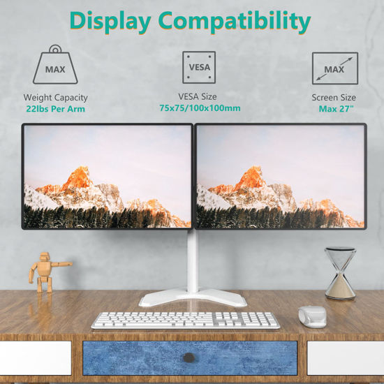 GetUSCart- WALI Dual Monitor Stand, Free Standing Desk Mount for 2 ...