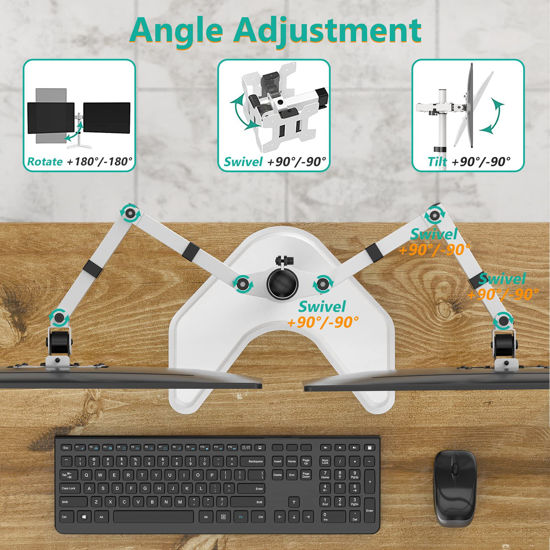 GetUSCart- WALI Dual Monitor Stand, Free Standing Desk Mount for 2 ...