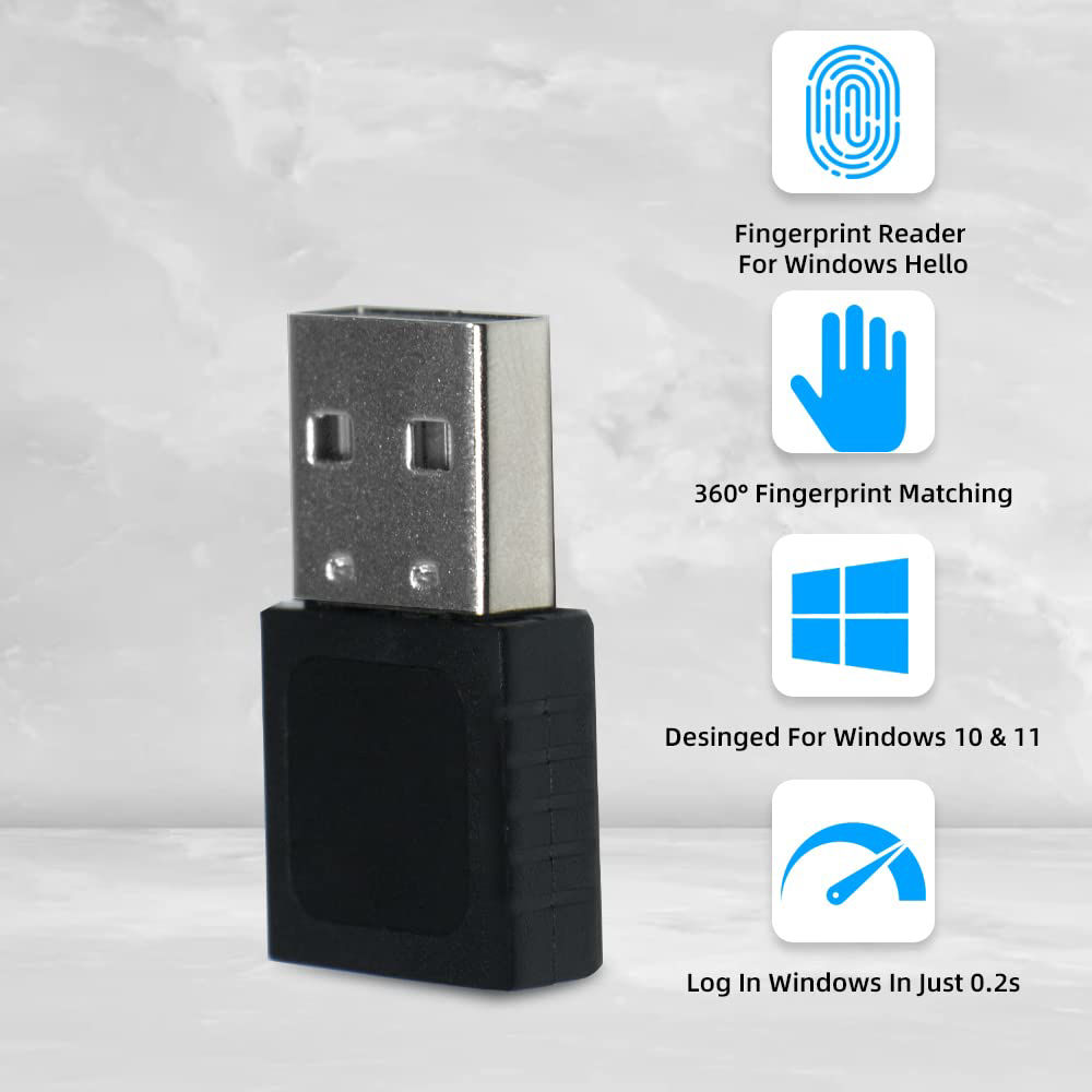 GetUSCart- REUMAR USB Windows Hello Fingerprint Reader for PC or Laptop，Windows 10 Key, Windows ...