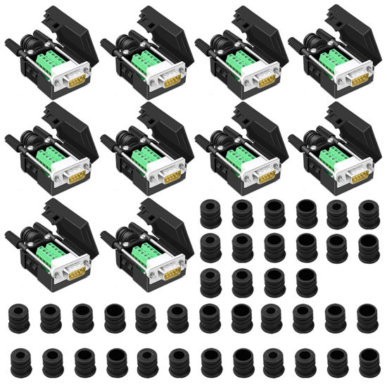 GetUSCart- ANMBEST 10PCS DB9 Male Breakout Connector,DB9 Solderless RS232 D-SUB Serial to 9-pin ...
