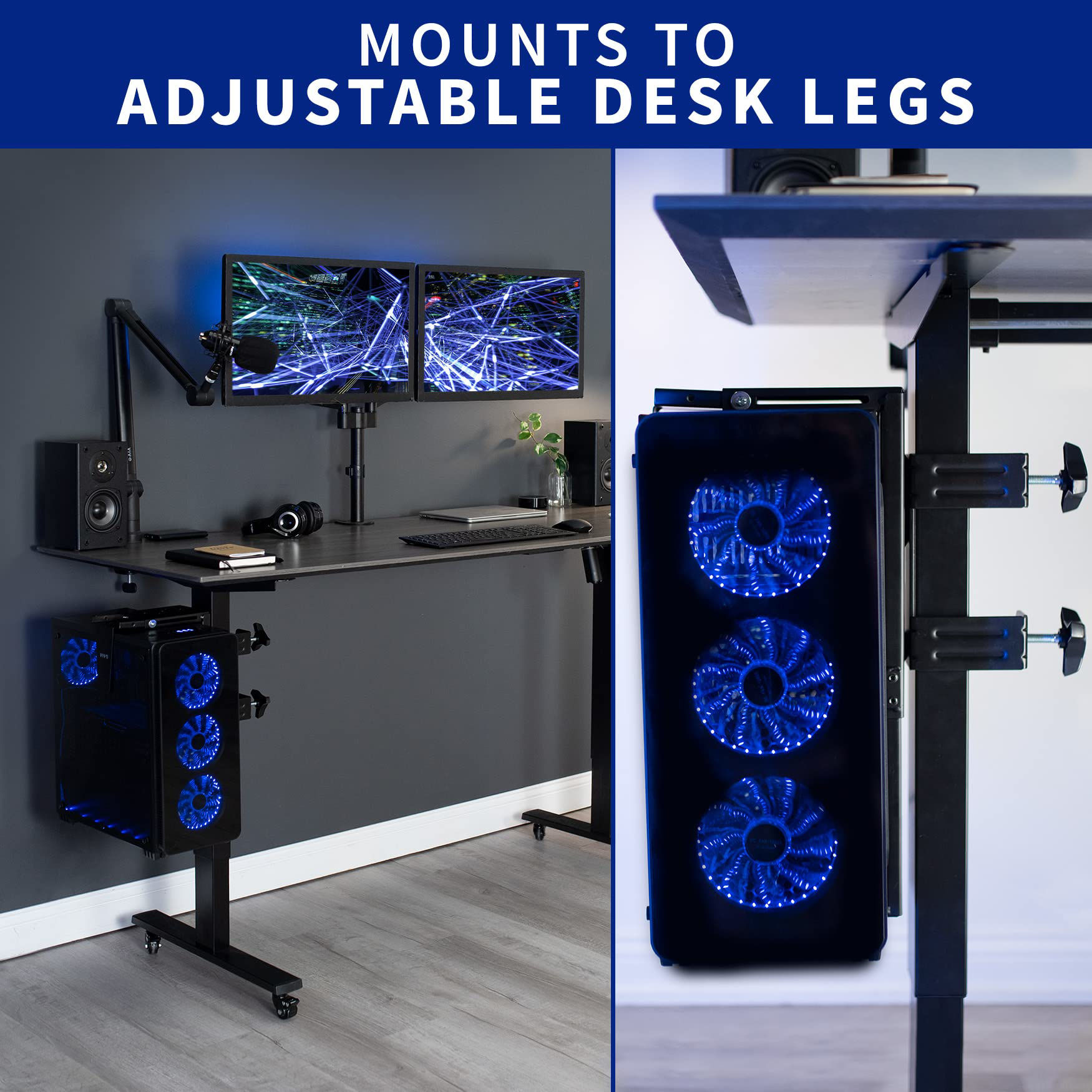 GetUSCart- VIVO Adjustable Clamp-on Desk Leg PC Mount, Under Desk PC ...