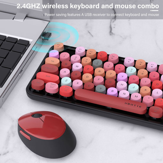 Getuscart Ubotie Colorful Computer Wireless Keyboard Mouse Combos