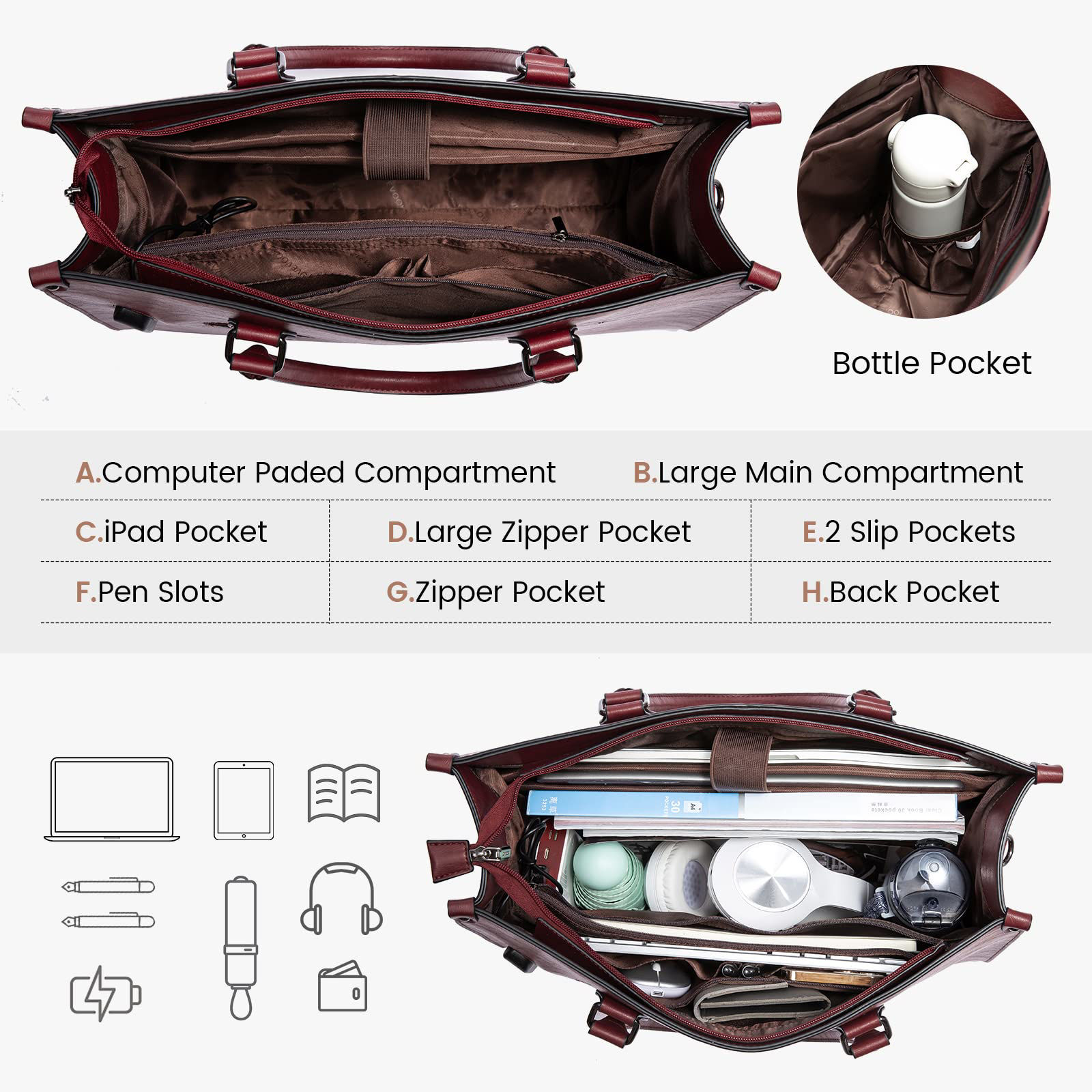 GetUSCart- LOVEVOOK Laptop Bag for Women, 15.6 inch Laptop Tote Work ...