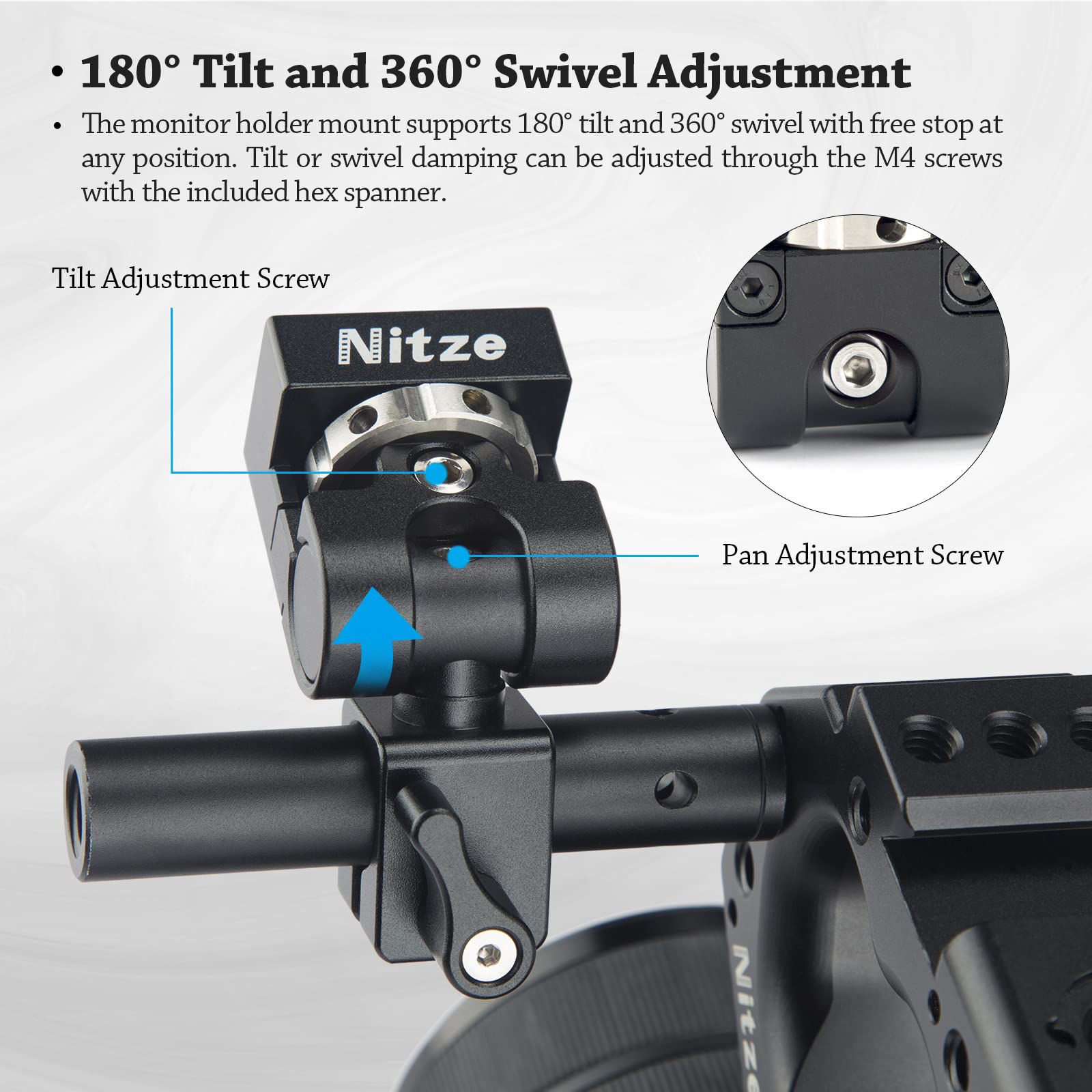 GetUSCart- Nitze Field Monitor Mount (15mm Rold Clamp to Retractable 1/ ...