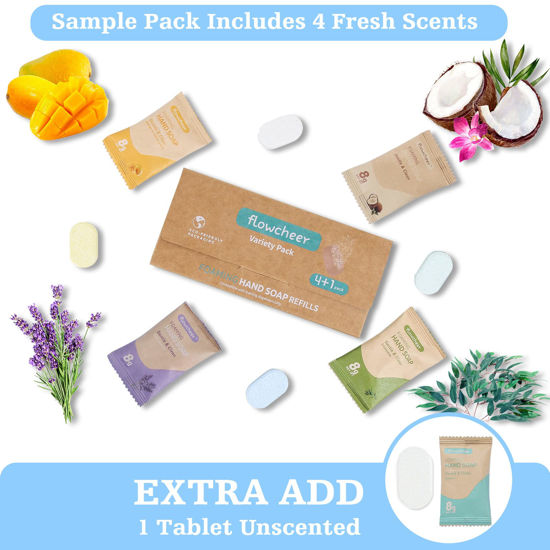 GetUSCart- flowcheer Foaming Hand Soap Tablet Refills-Sample Pack Hand Wash 5 Tablets-Zero Waste ...