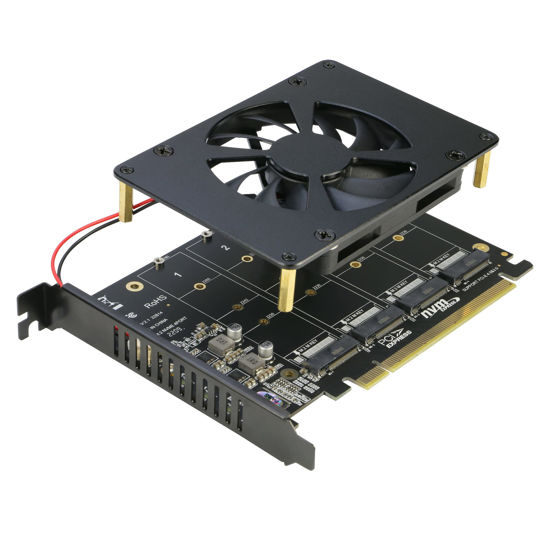 GetUSCart- Quad NVMe PCIe Adapter, RIITOP 4 Ports M.2 NVMe SSD to PCI-e ...