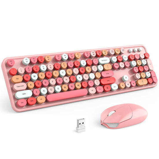 GetUSCart- KNOWSQT Wireless Keyboard and Mouse Combo, Pink 104 Keys ...