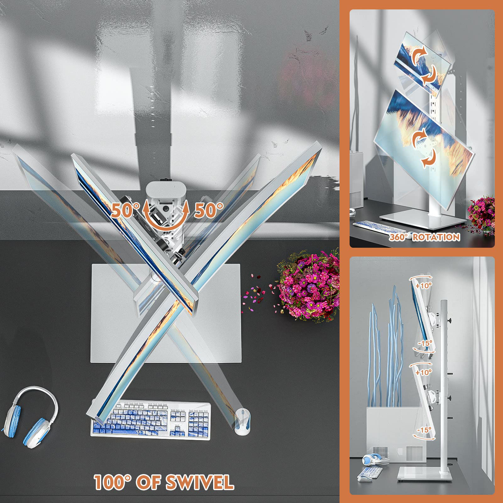 GetUSCart- Dual Monitor Stand - Vertical Stack Screen Free-Standing ...