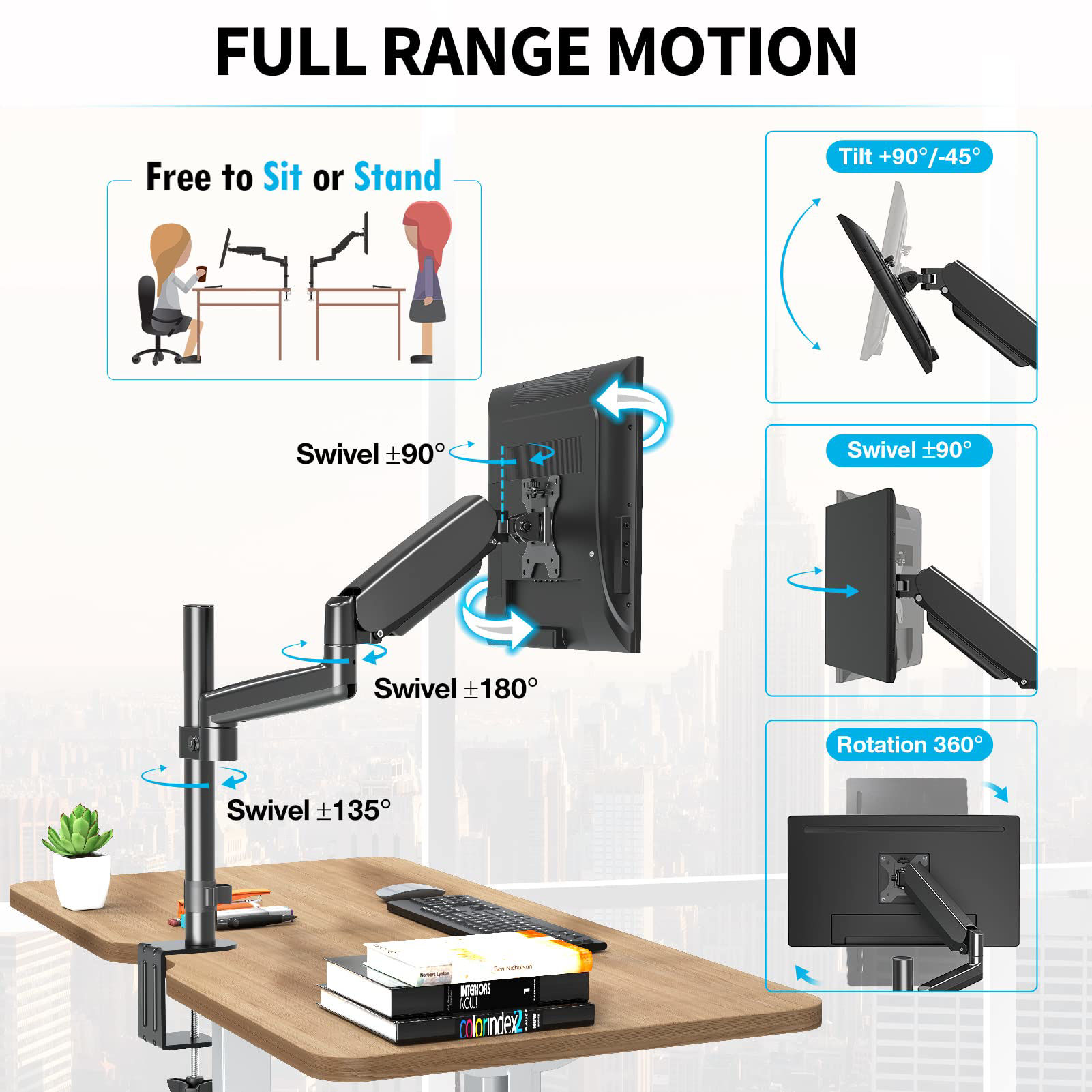 GetUSCart- MOUNTUP Single Monitor Mount, Height Adjustable Gas Spring ...