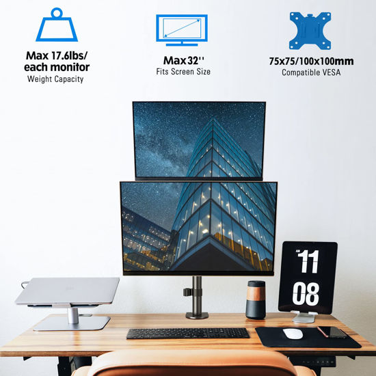 GetUSCart- MOUNTUP Dual Monitor Stand, Vertical Monitor Mount for 2 Max ...