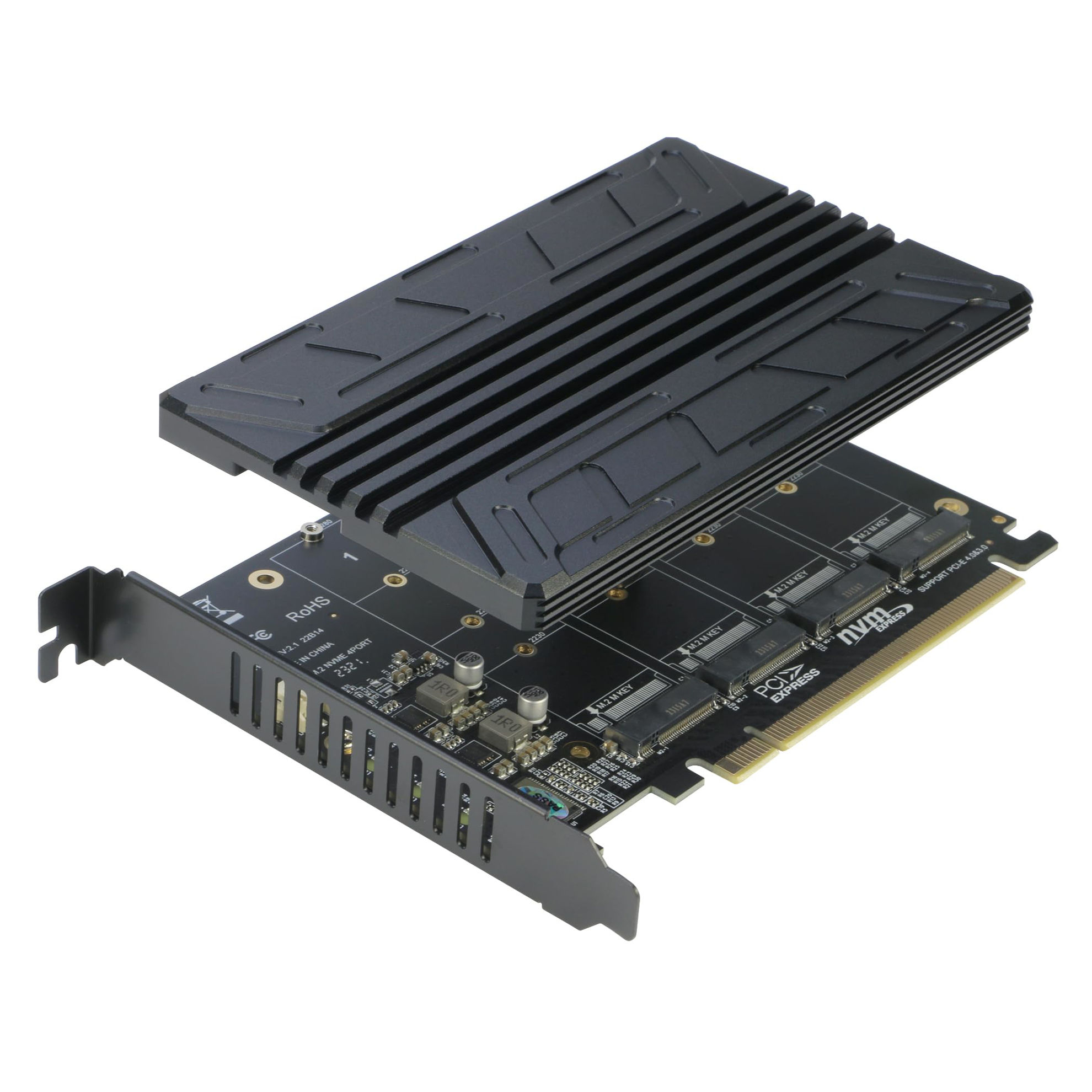 GetUSCart- Quad NVMe PCIe Adapter, RIITOP 4-Port NVMe to PCI-e 4.0/3.0 ...