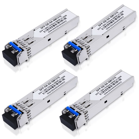 GetUSCart- 4Pack 1.25G SFP LC Module 1000Base-LX(SMF,1310nm,20km,DDM) Single-Mode Transceiver ...