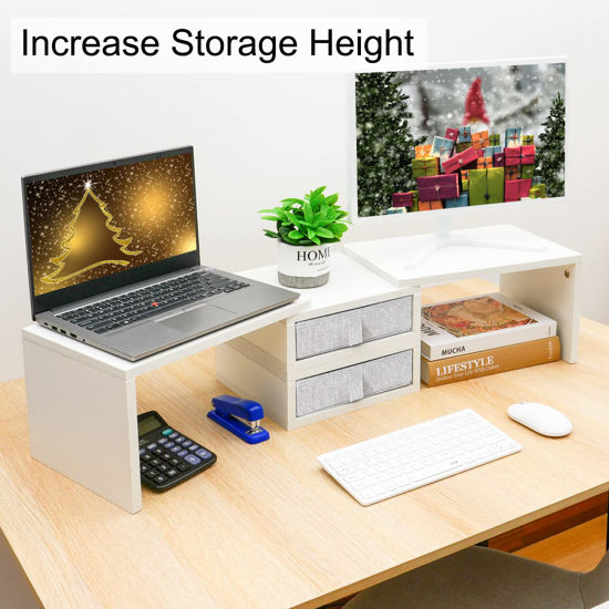 GetUSCart- TEAMIX Dual Monitor Stand Riser with 2 Drawers - Length and ...