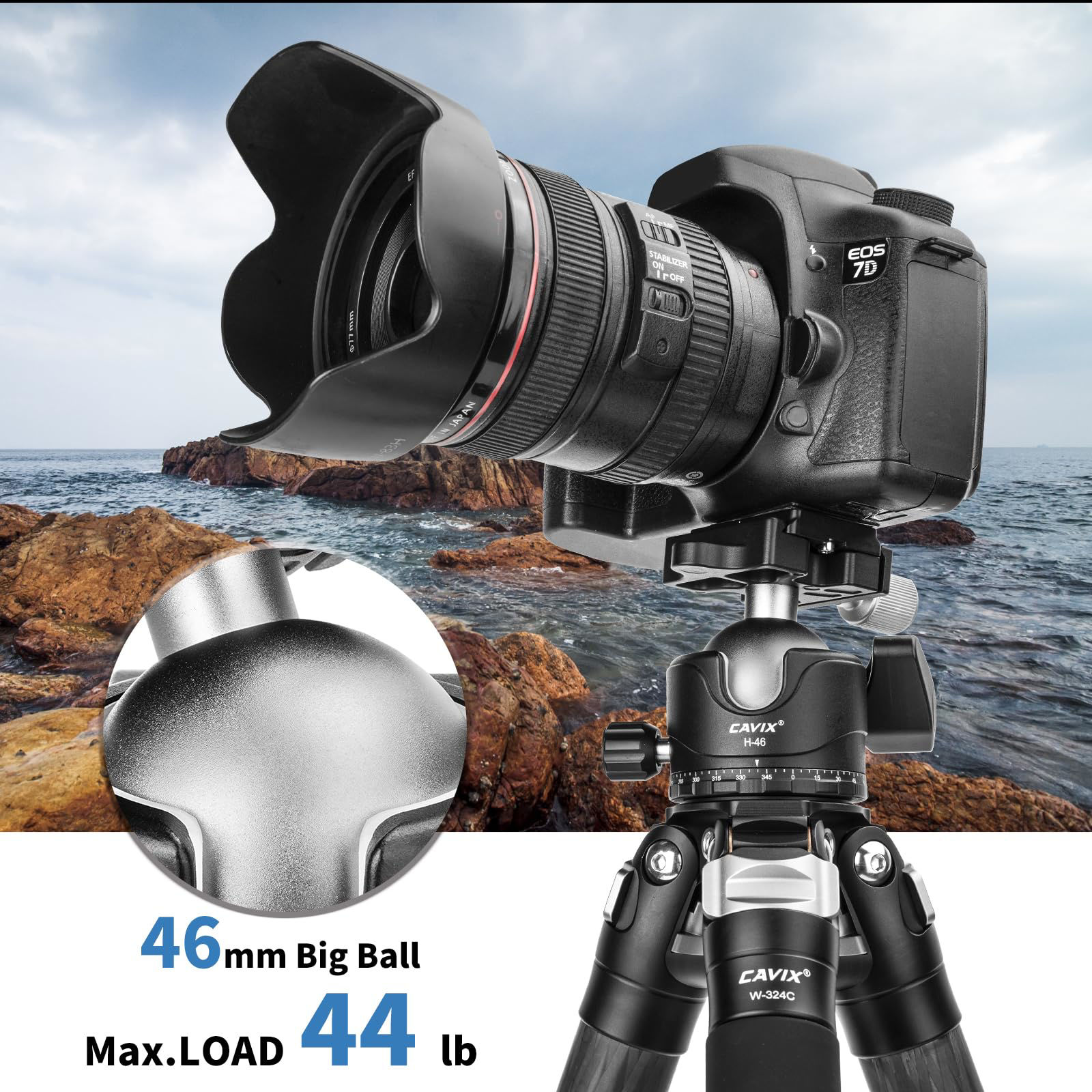 GetUSCart- Tripod Head, CAVIX H-46 Metal Ball Head Camera Tripod Head ...