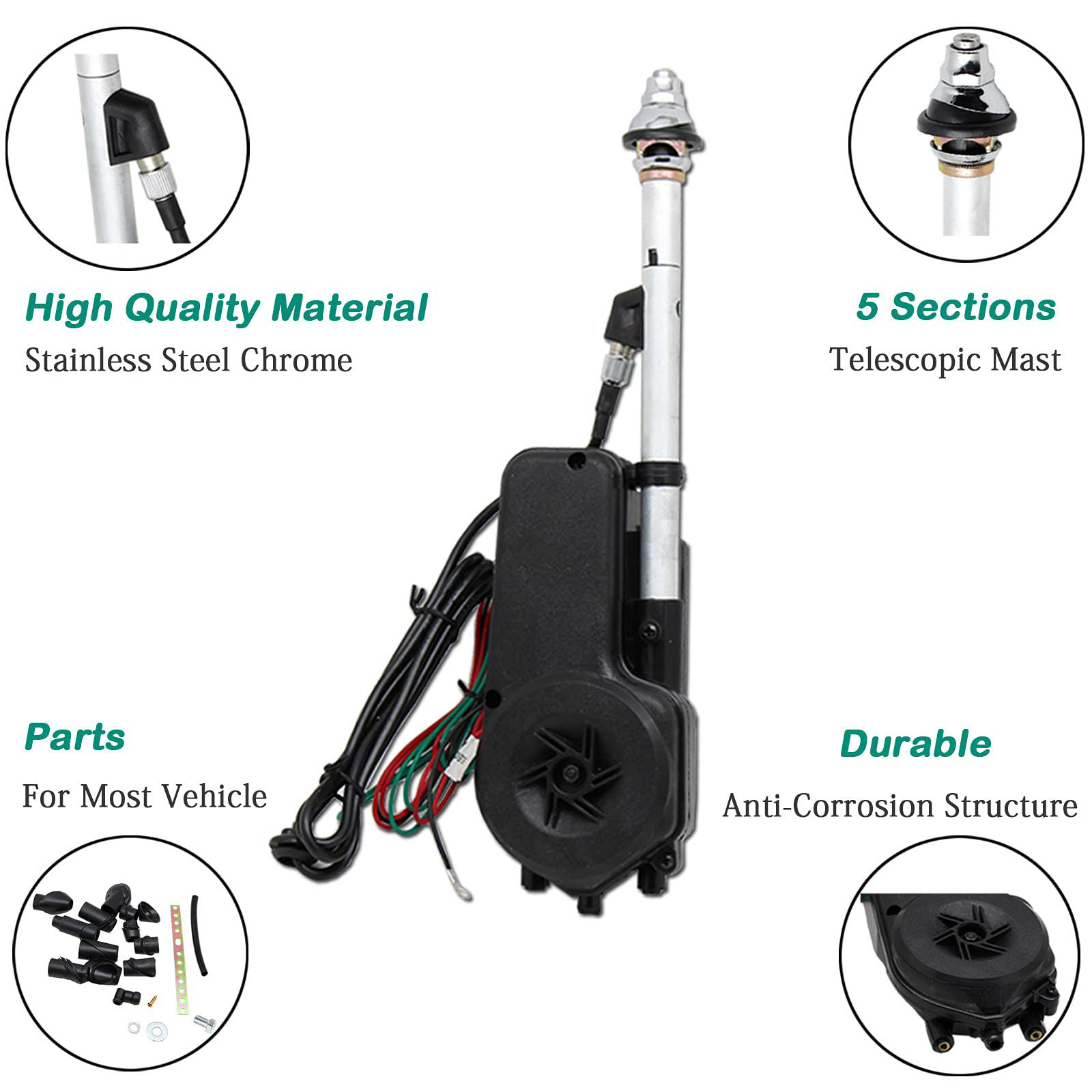 GetUSCart- Anina Universal 12V Car Power Radio Antenna Fully Automatic ...