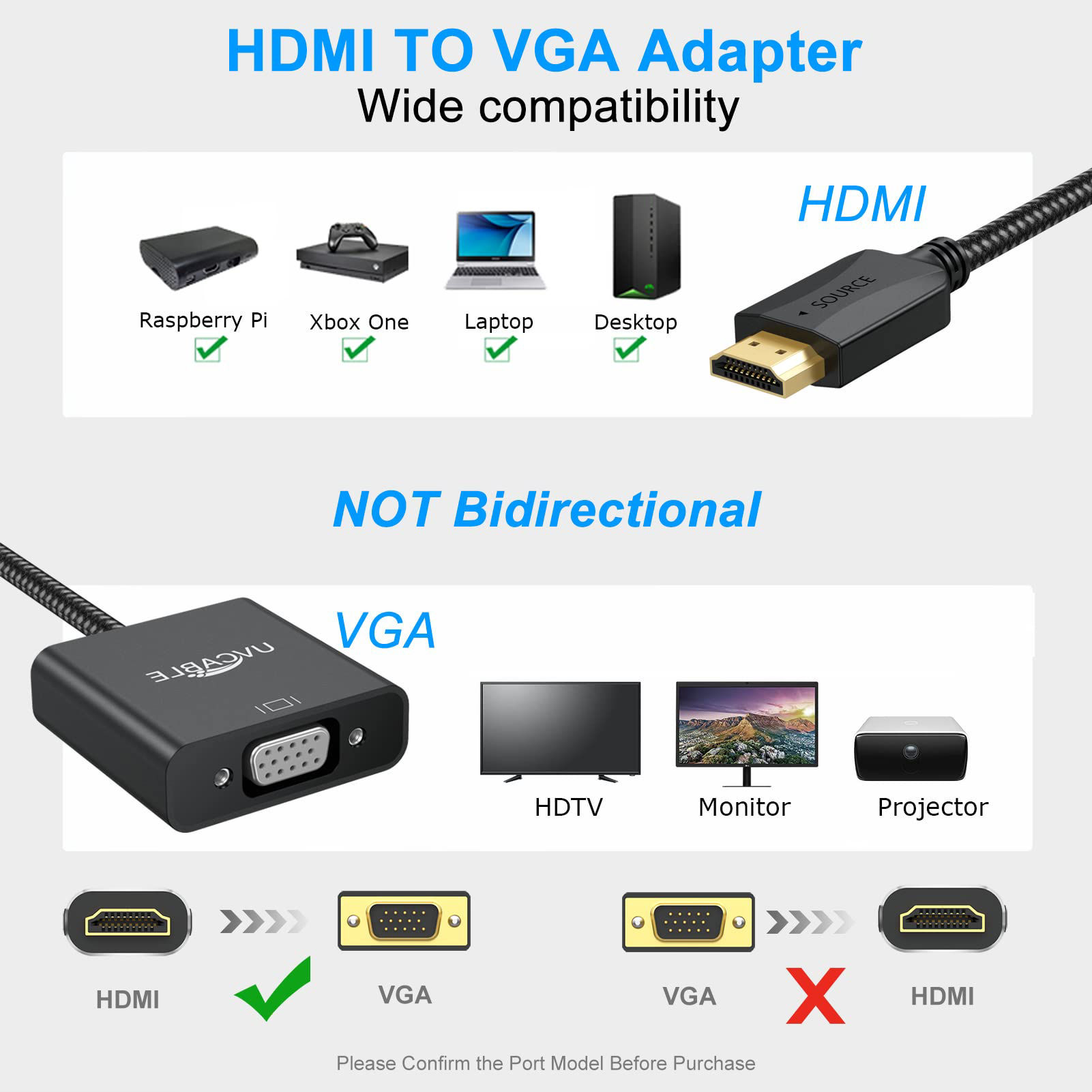 GetUSCart- UV-CABLE HDMI to VGA Adapter 10-Pack, HDMI to VGA Adapter ...