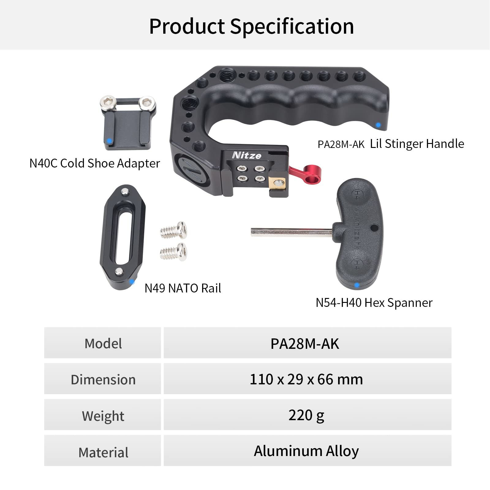 GetUSCart- Nitze Lil Stinger Handle NATO Handle Mini Camera Top Handle with Multiple Threaded ...