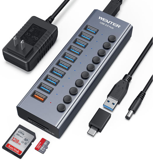 GetUSCart- WENTER Powered USB Hub 3.0 with SD/TF Card Reader, Aluminum ...