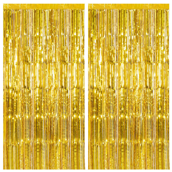 GetUSCart- 2 Pack Gold Backdrop Birthday Decorations Foil Curtain ...