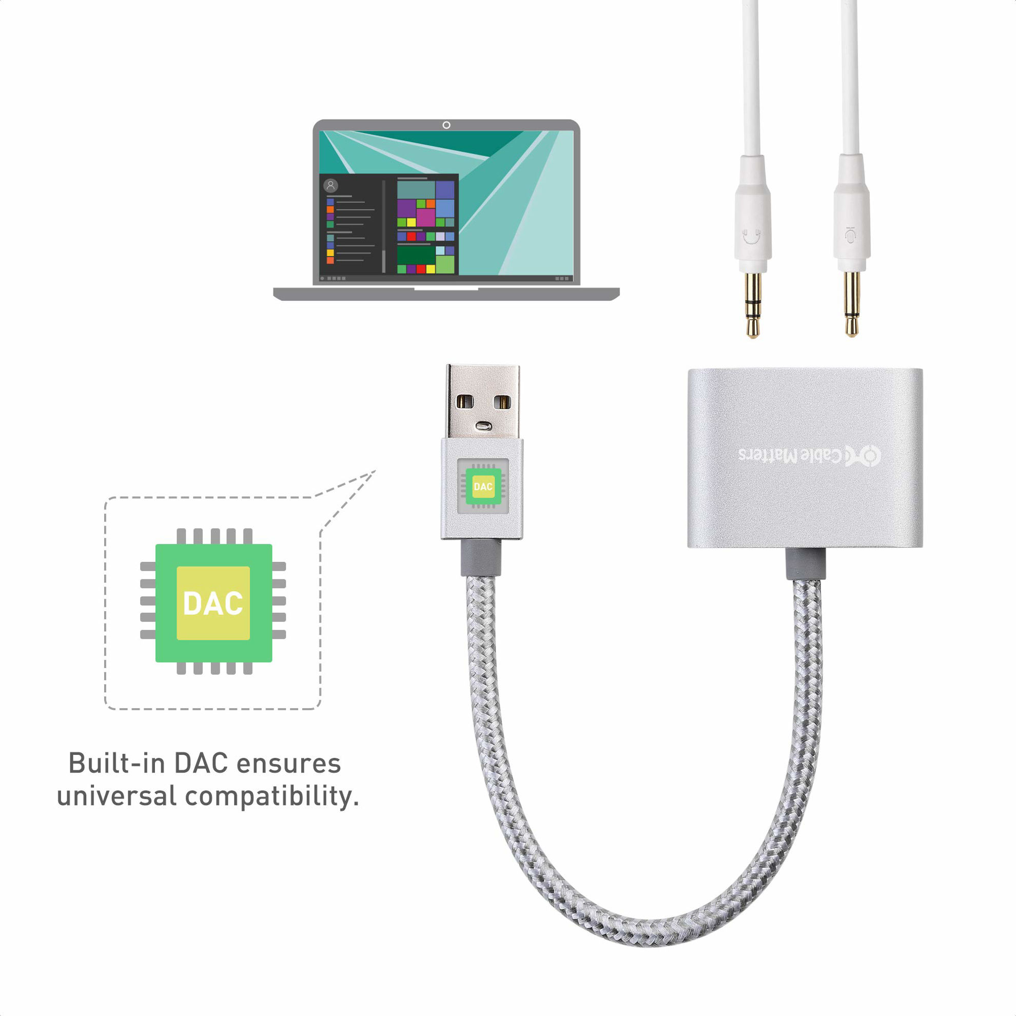 GetUSCart- Cable Matters Premium Braided USB Audio Adapter Sound Card ...