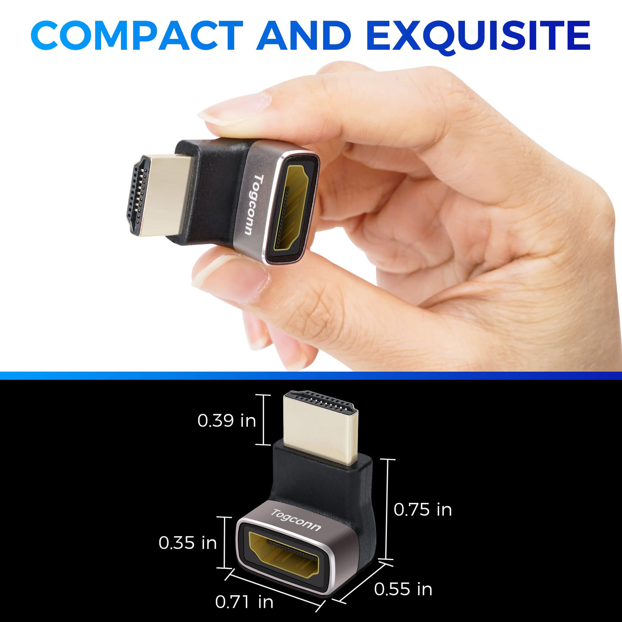 GetUSCart- Togconn 8K HDMI Adapter 90 Degree and 270 Degree Gold Plated Adapter 2 Pack, Right ...