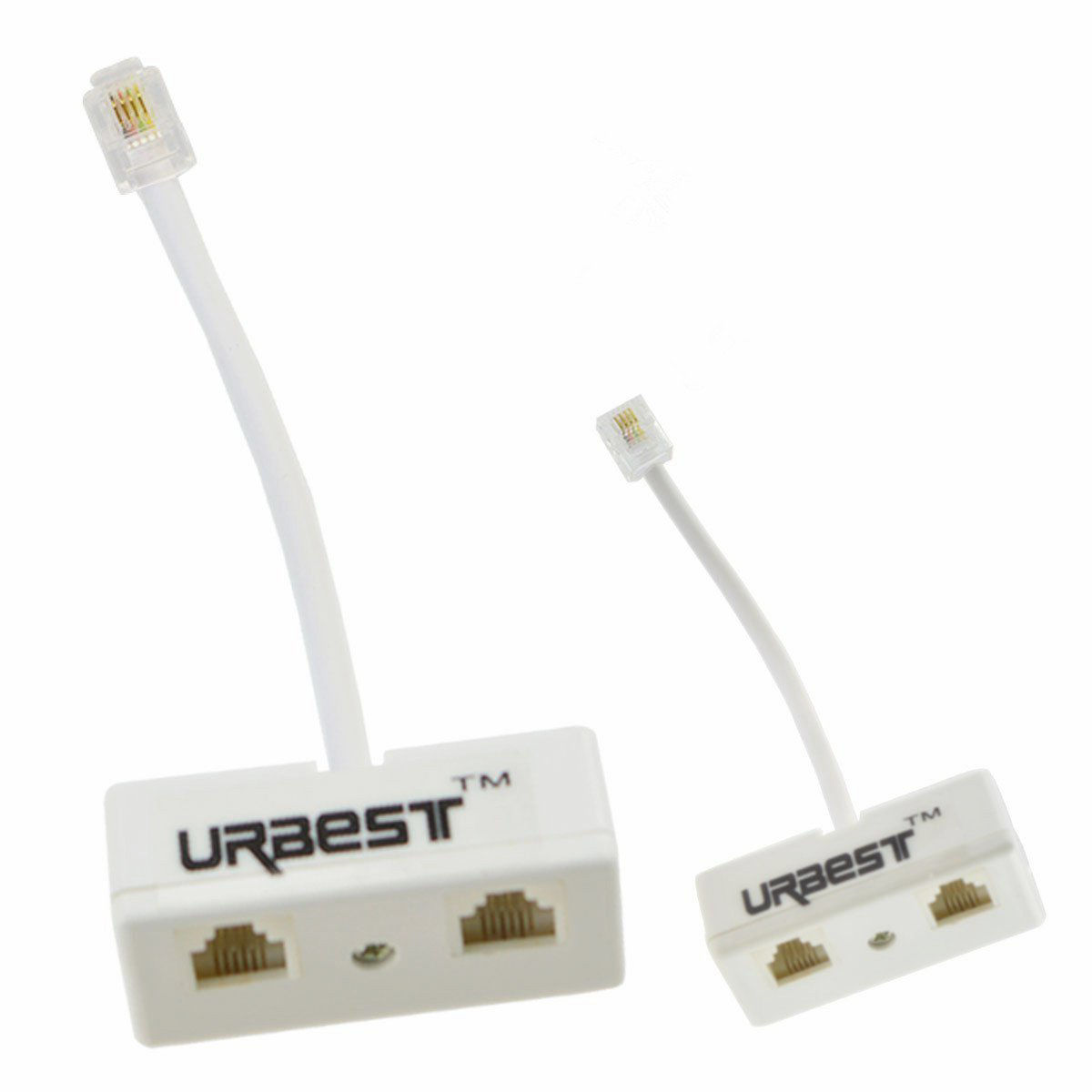 GetUSCart- URBEST® 2Pcs 2-Way RJ11 US Telephone Plug to RJ11 Socket ...
