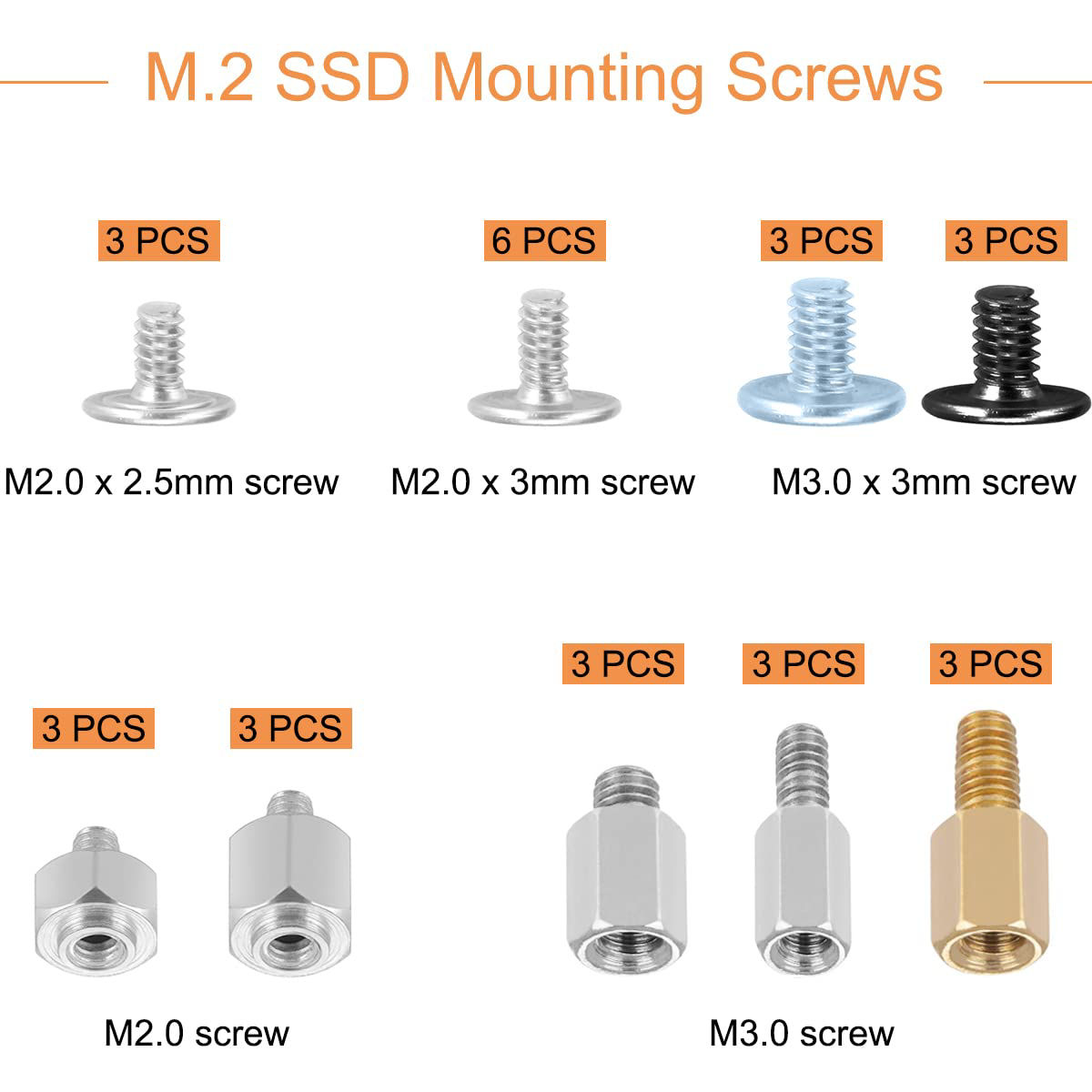 GetUSCart- DKARDU PCIe NVMe M.2 SSD Mounting Screw Kit for Asus ...