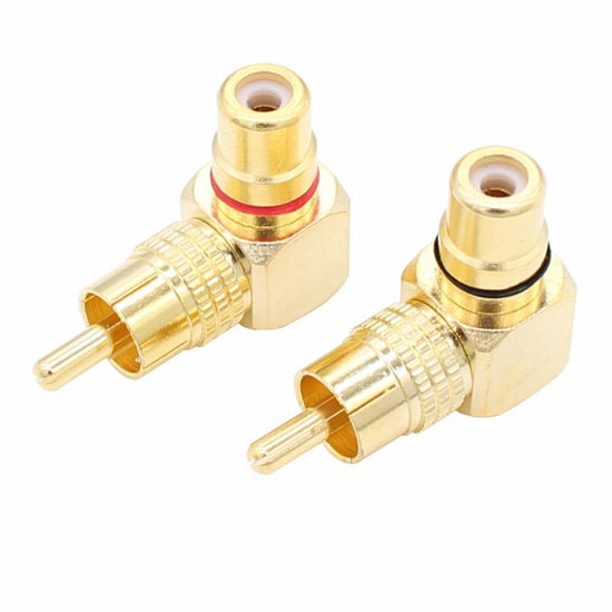 GetUSCart- RCA Right Angle Adapter Gold-Plated 2-Pack 90 Degree RCA Adapter Plug Connector