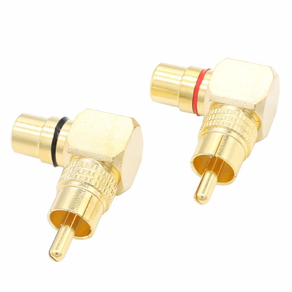GetUSCart- RCA Right Angle Adapter Gold-Plated 2-Pack 90 Degree RCA ...