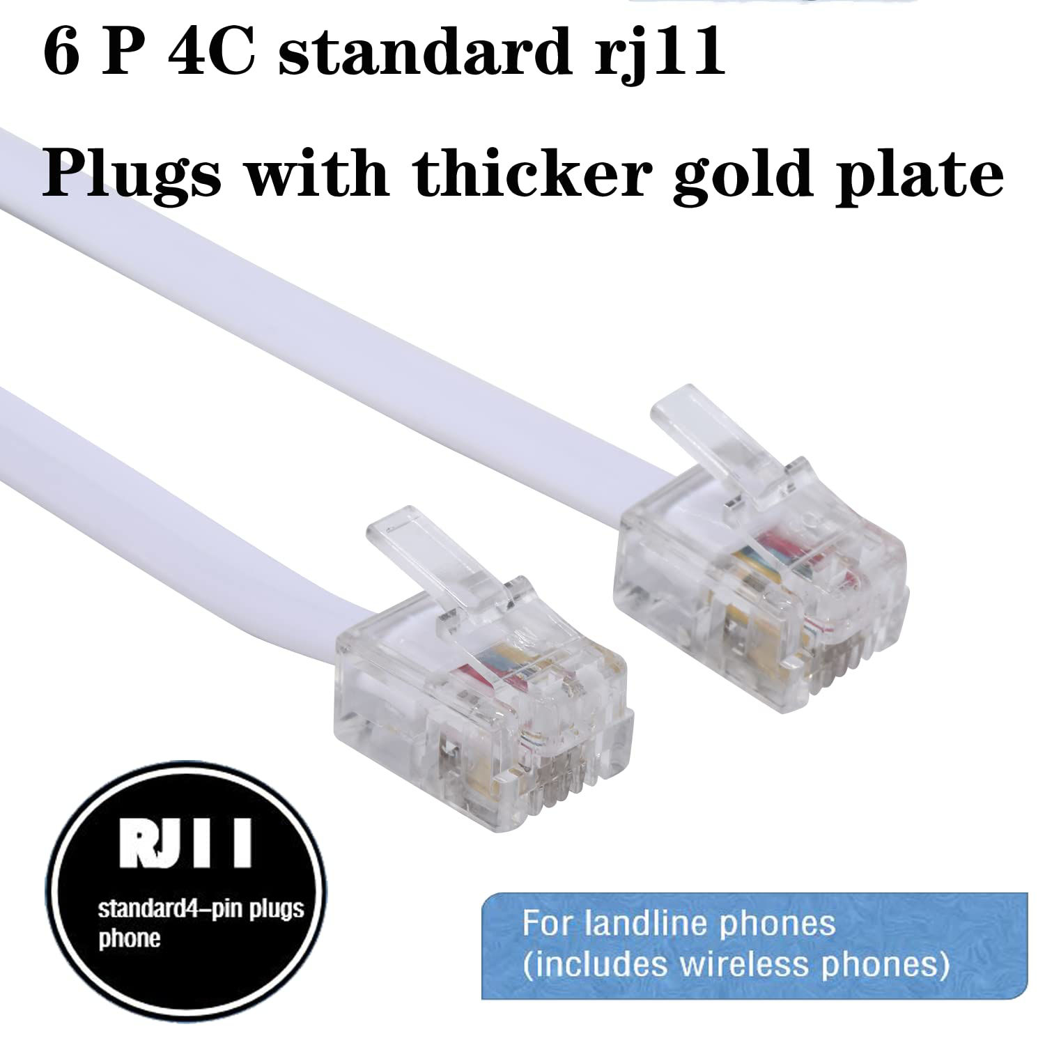GetUSCart- Telephone landline Extension Cord Cable Cord with Standard ...