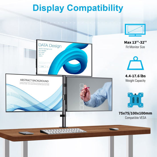 GetUSCart- MOUNTUP Triple Monitor Stand, Height Adjustable Monitor Desk ...