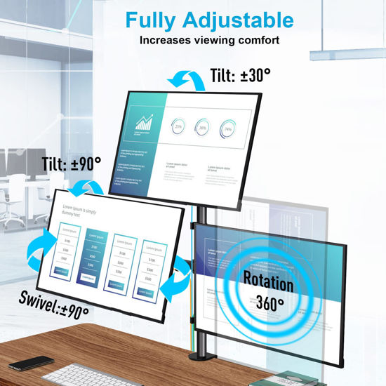 GetUSCart- MOUNTUP Triple Monitor Stand, Height Adjustable Monitor Desk ...