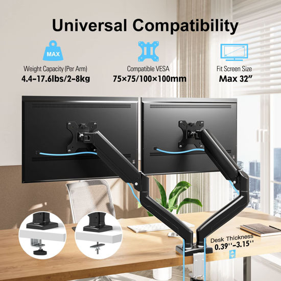 GetUSCart- ErgoFocus Dual Monitor Mount Fits 13 to 32 Inch Computer ...