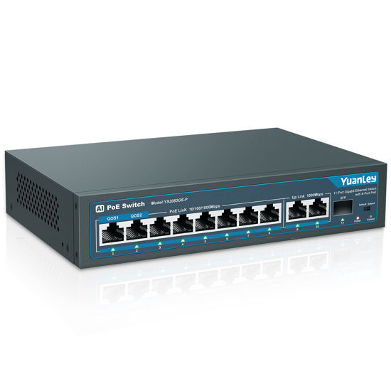 GetUSCart- YuanLey 8 Port Gigabit PoE Switch with 2 Gigabit Uplink, 8 ...