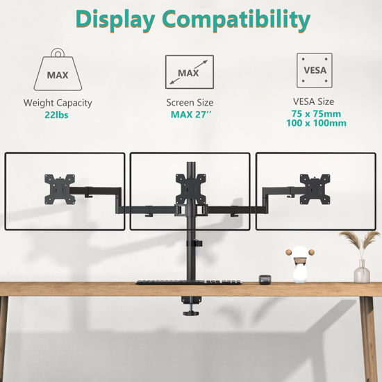 GetUSCart- WALI Triple LCD Monitor Desk Mount Fully Adjustable ...