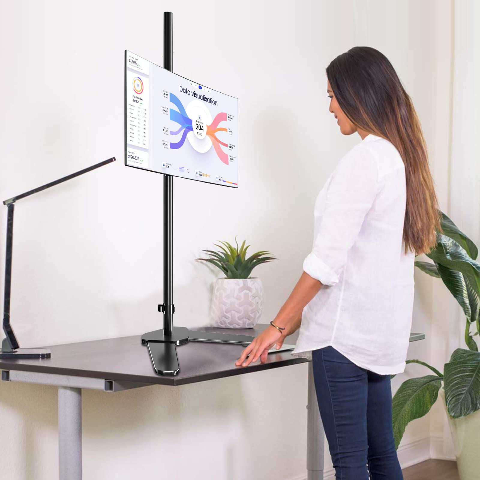 GetUSCart- Single Monitor Mount, Extra Long Monitor Stand, 47 inch Pole ...