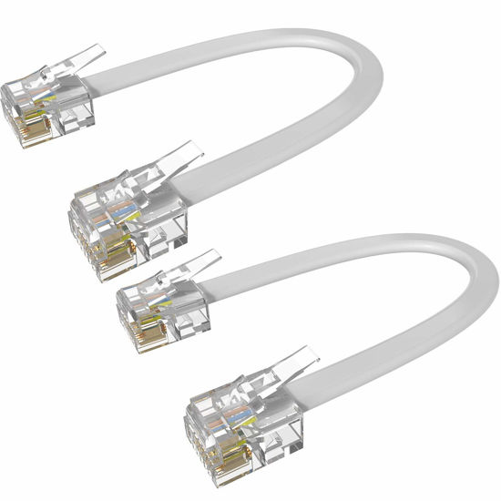 GetUSCart- Short Phone Cord, 2 Pack 3 inch RJ11 6P4C Male to Male ...