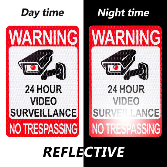 GetUSCart- 8 Pcs 24 Hour Video Surveillance Sticker Reflective Sticker ...