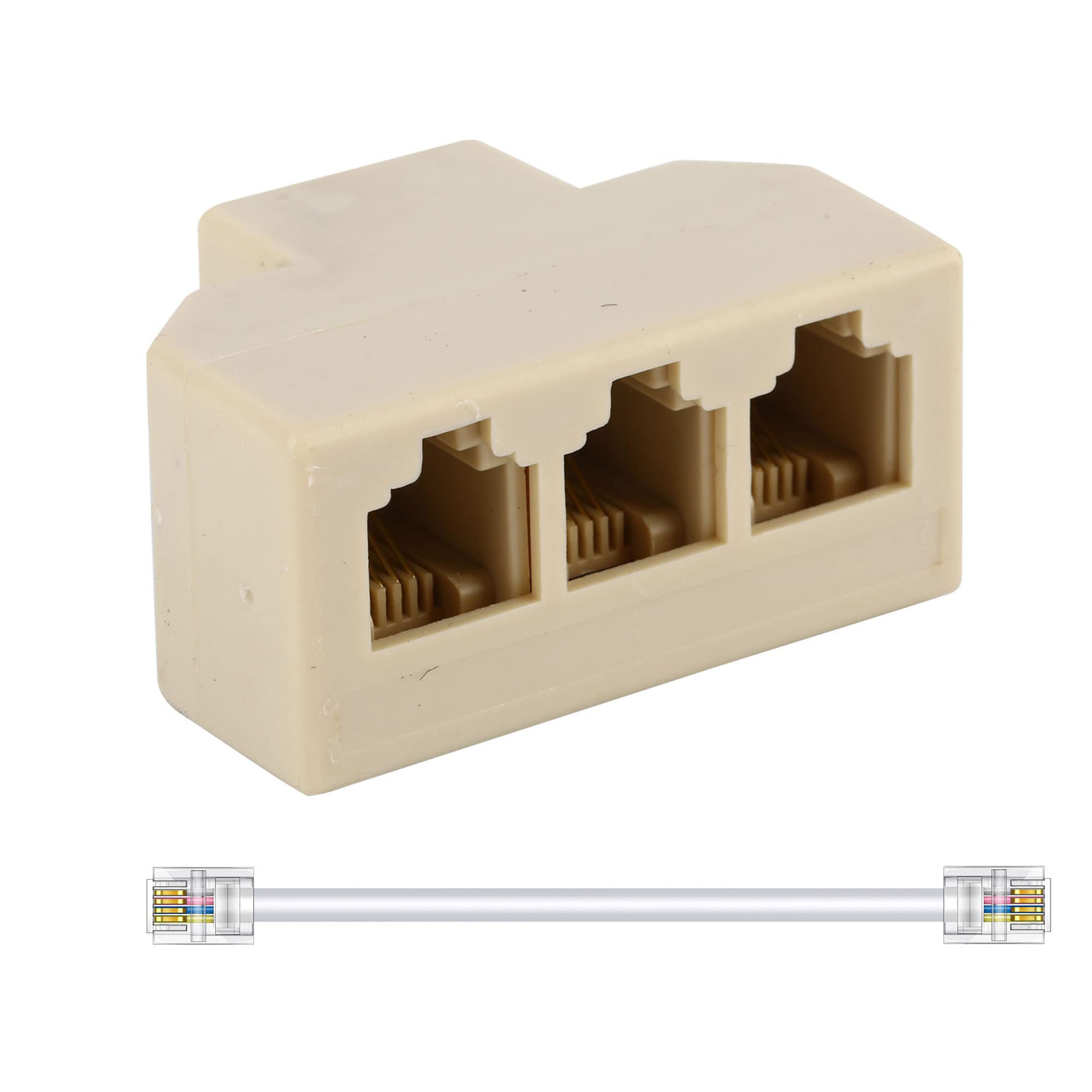 GetUSCart- Phone Splitter 3 Way Telephone Adapter RJ11 6P4C 1 Female to ...