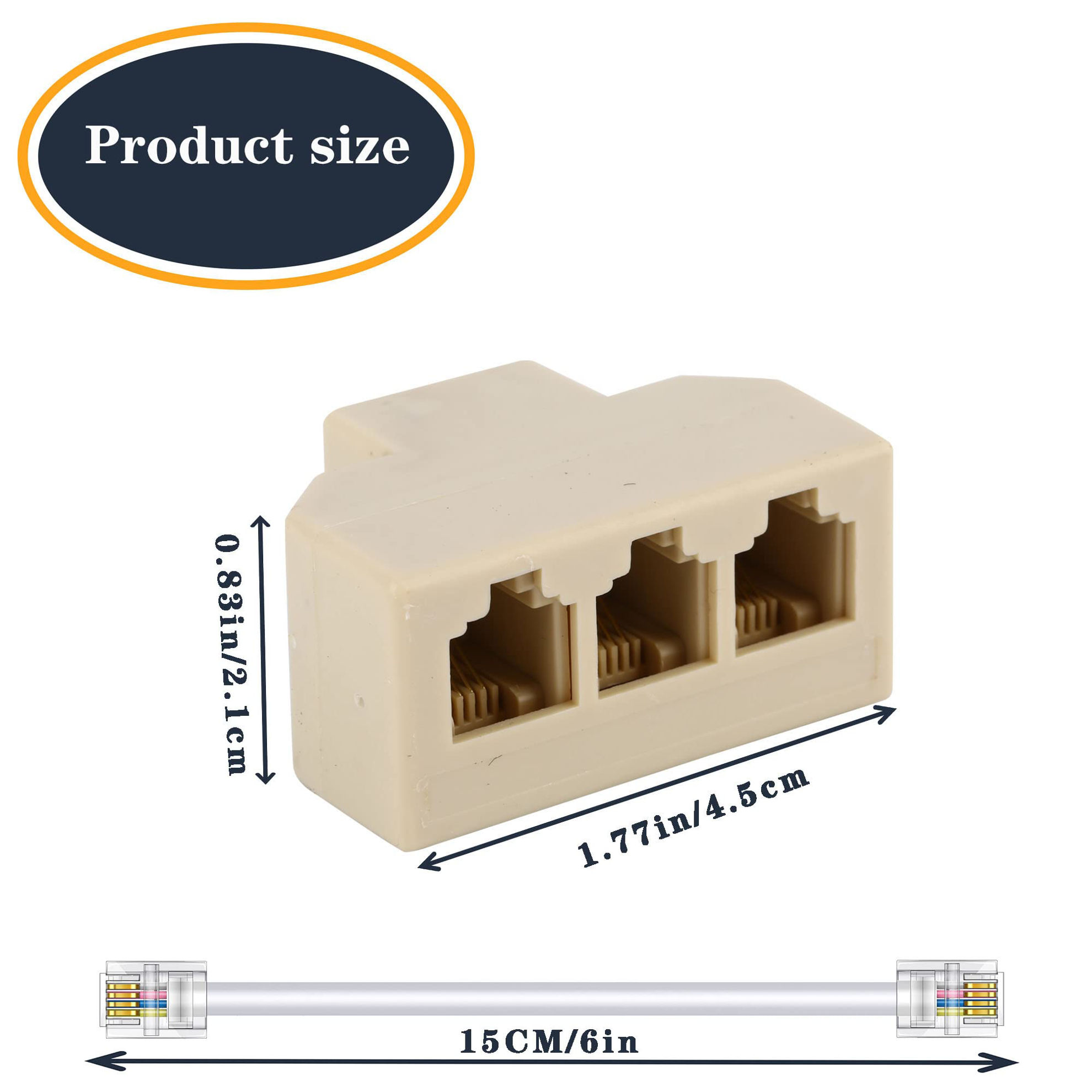 GetUSCart- Phone Splitter 3 Way Telephone Adapter RJ11 6P4C 1 Female to ...