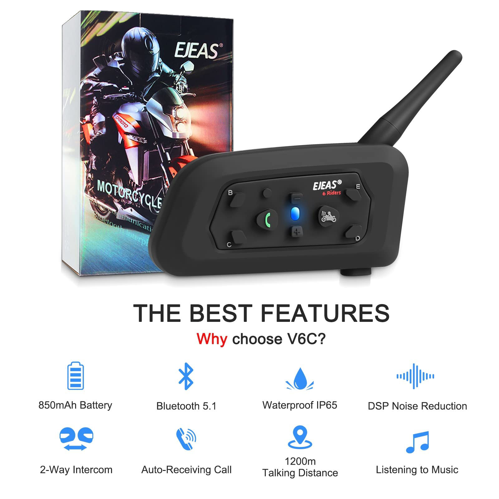 GetUSCart- EJEAS V6C Professional Football Referee Bluetooth Intercom ...