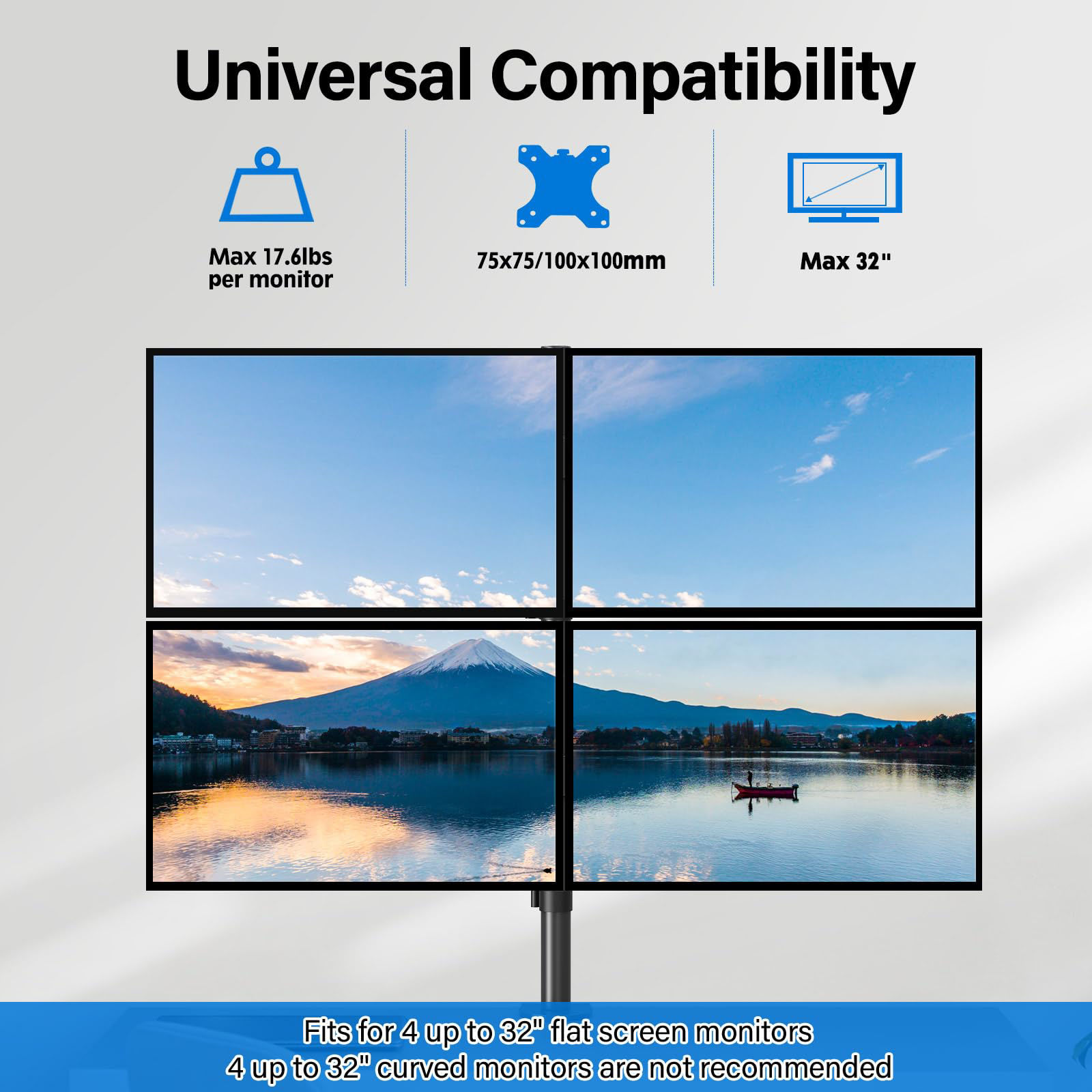 GetUSCart- MOUNTUP Quad Monitor Stand, 4 Monitor Desk Mount for 13 to ...