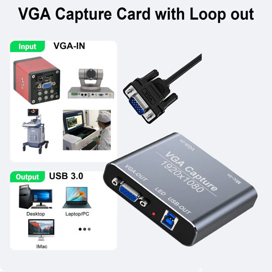 GetUSCart- VGA Capture Card, VGA to USB Capture Device with VGA Loopout ...