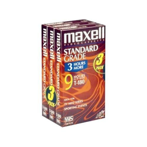 GetUSCart- Maxell 213043 T180-GX Standard Grade VHS Video Tape - 3 Tapes