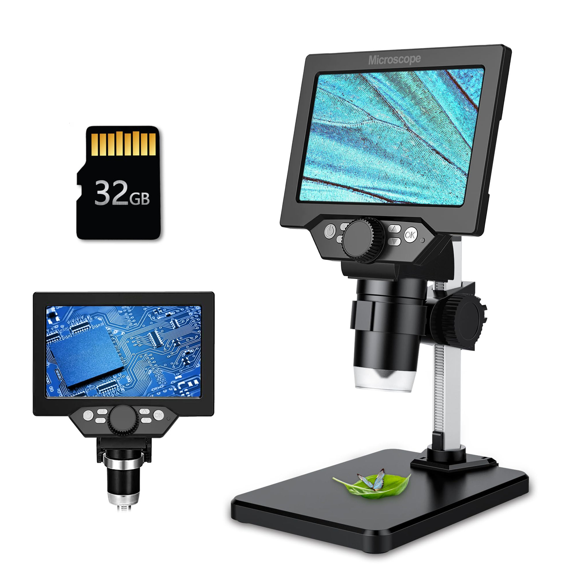 GetUSCart- LCD Digital Microscope,5.5 Inch 1080P 10 Megapixels,1-1000X ...