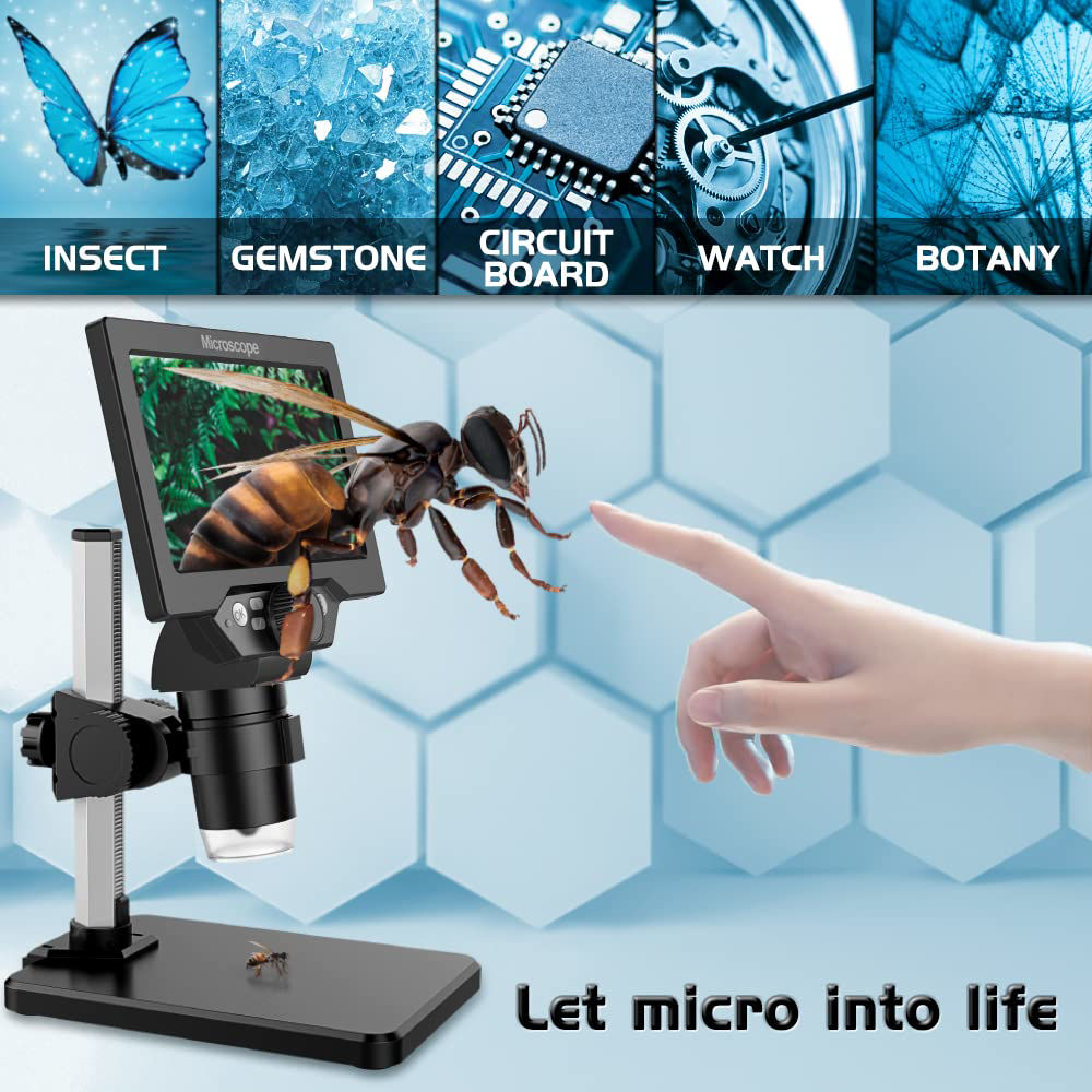 GetUSCart- LCD Digital Microscope,5.5 Inch 1080P 10 Megapixels,1-1000X ...